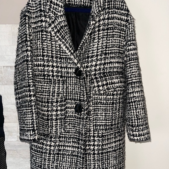 Zara | Jackets & Coats | Zara Black And White Pea Coat Timeless Wool ...